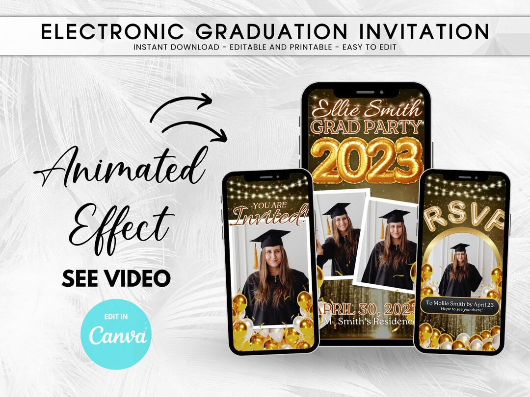 Electronic Graduation Invitation, Animated Grad Announcement, Grad ...