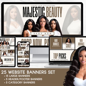 DIY Hair Website Banner Kit Shopify Hair Extension or Wig Boutique ...