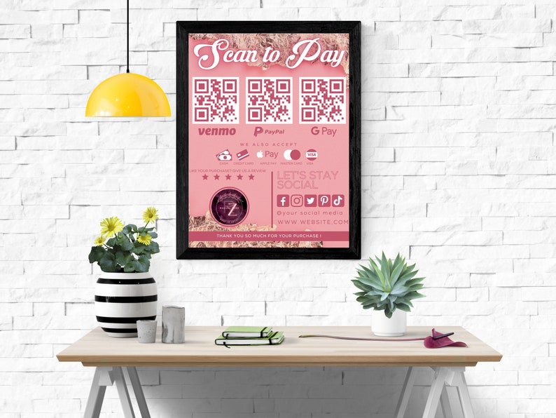 DIY Scan to Pay Sign Template Editable QR Code Payment Canva Printable ...