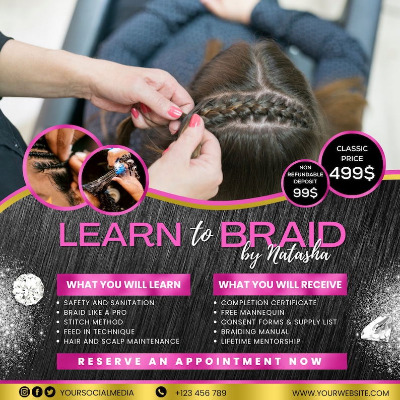 DIY Hair Braiding Class Flyer Hair Flyer Braids Flyer - Etsy