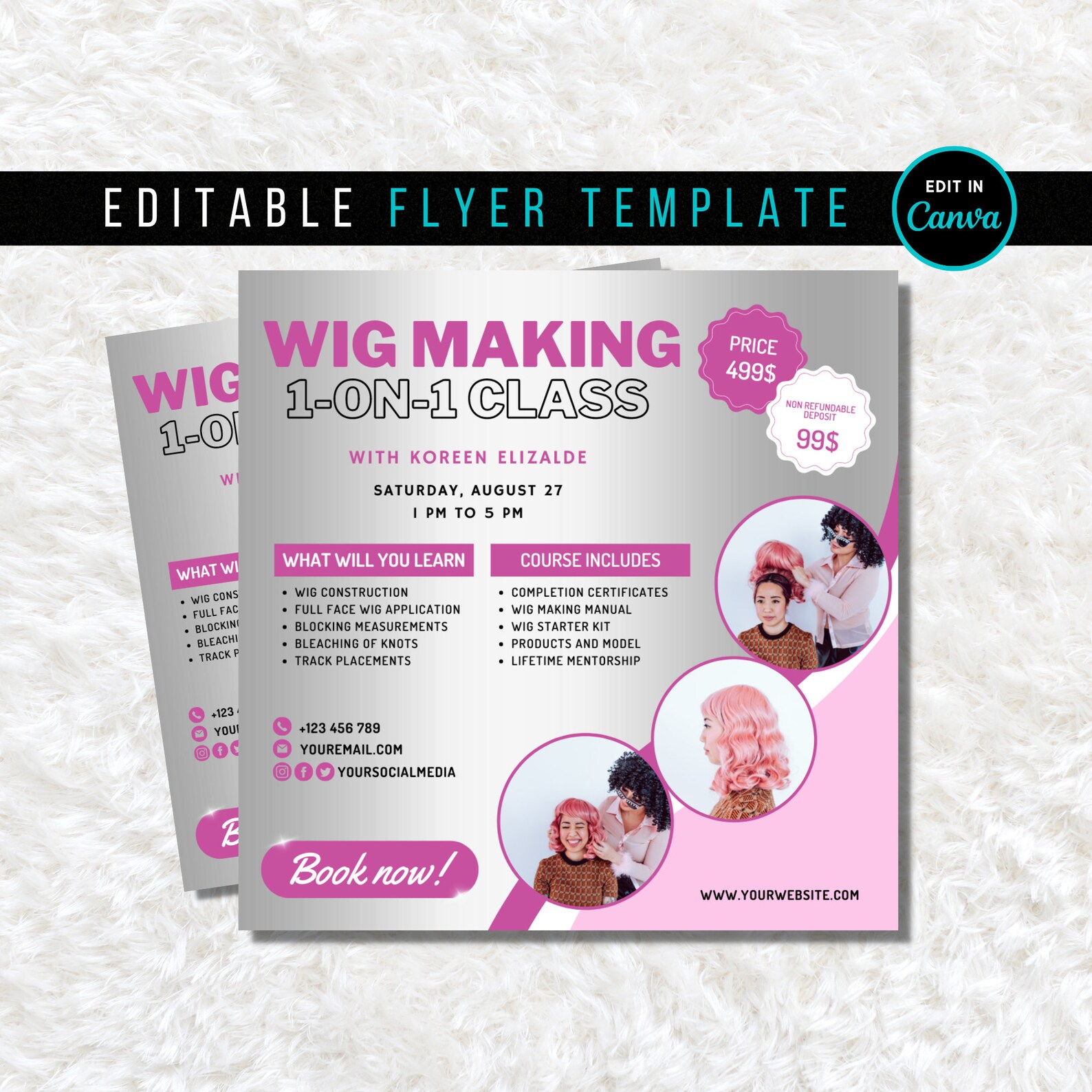 DIY Wig Class Flyer Wig Training Flyer Hands-on Wig Course - Etsy