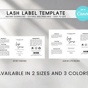 DIY Lash Bath Label Template, Black & White Eyelash Cleanser Foam Label ...