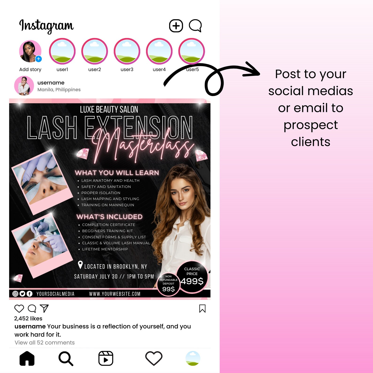 DIY Lash Class Flyer Template Eyelash Course Training Flyer - Etsy