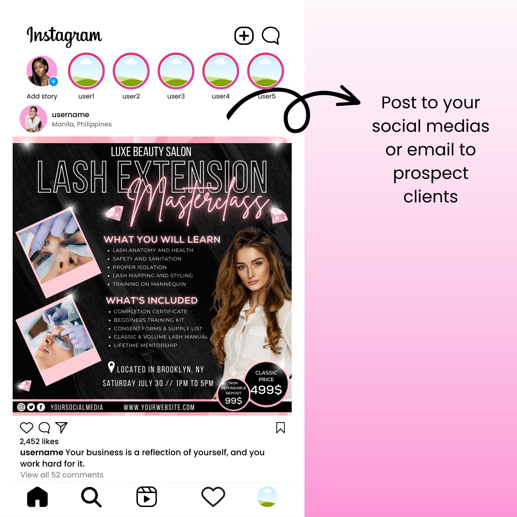 DIY Lash Class Flyer Template Eyelash Course Training Flyer - Etsy