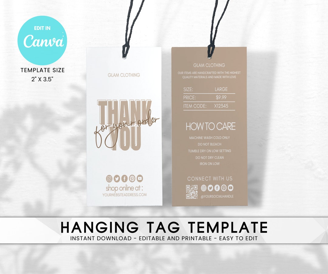 Printable Boho Clothing Hang Tag Template, Fashion Boutique Price Tag ...