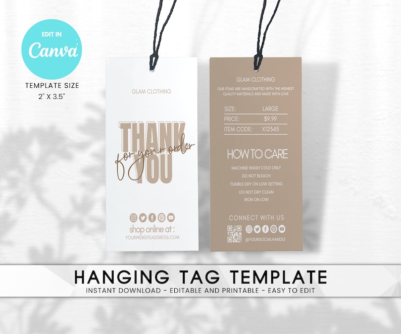 Printable Boho Clothing Hang Tag Template: Boutique Fashion (canva) - Etsy