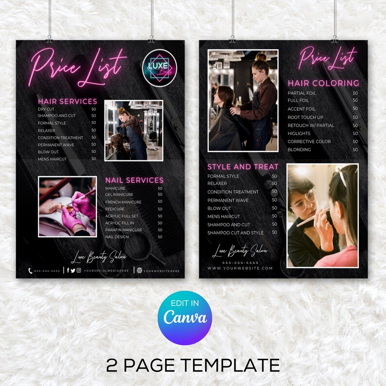 Editable Price List Template DIY Small Business Printable - Etsy