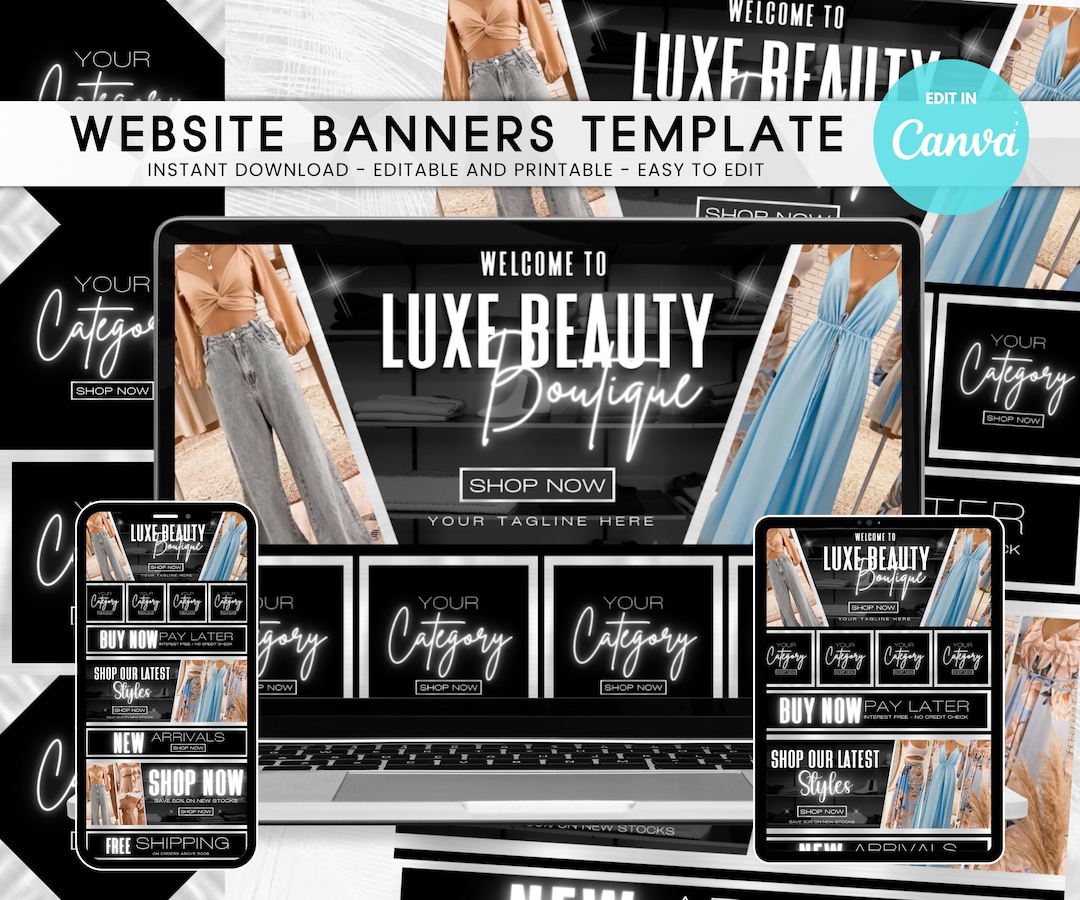 Silver Shopify Website Banners Template Shopify, Boutique Web Banners ...