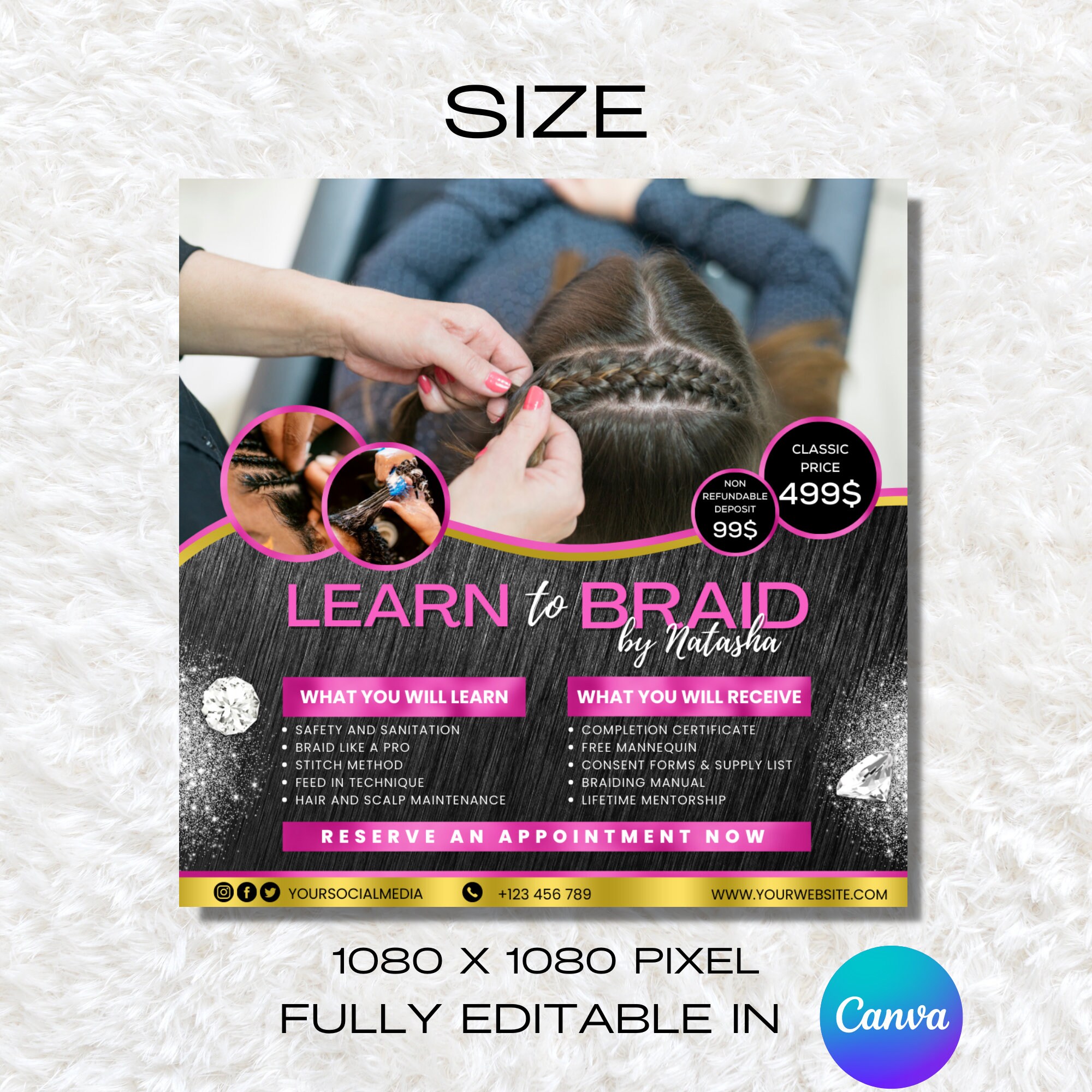DIY Hair Braiding Class Flyer Hair Flyer Braids Flyer - Etsy
