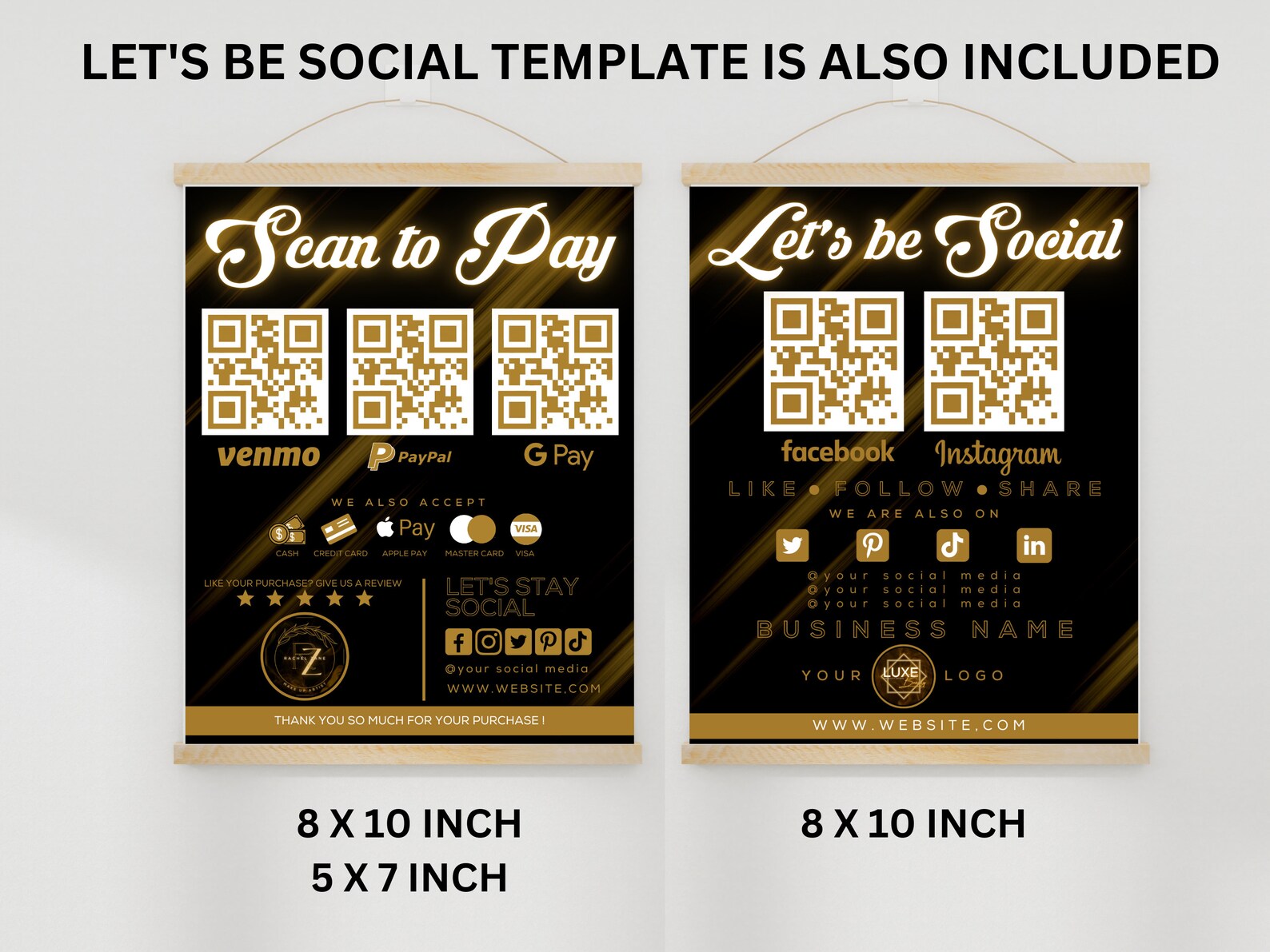 Printable Scan to Pay Template, Editable Scan to Pay Sign, Payment Sign ...