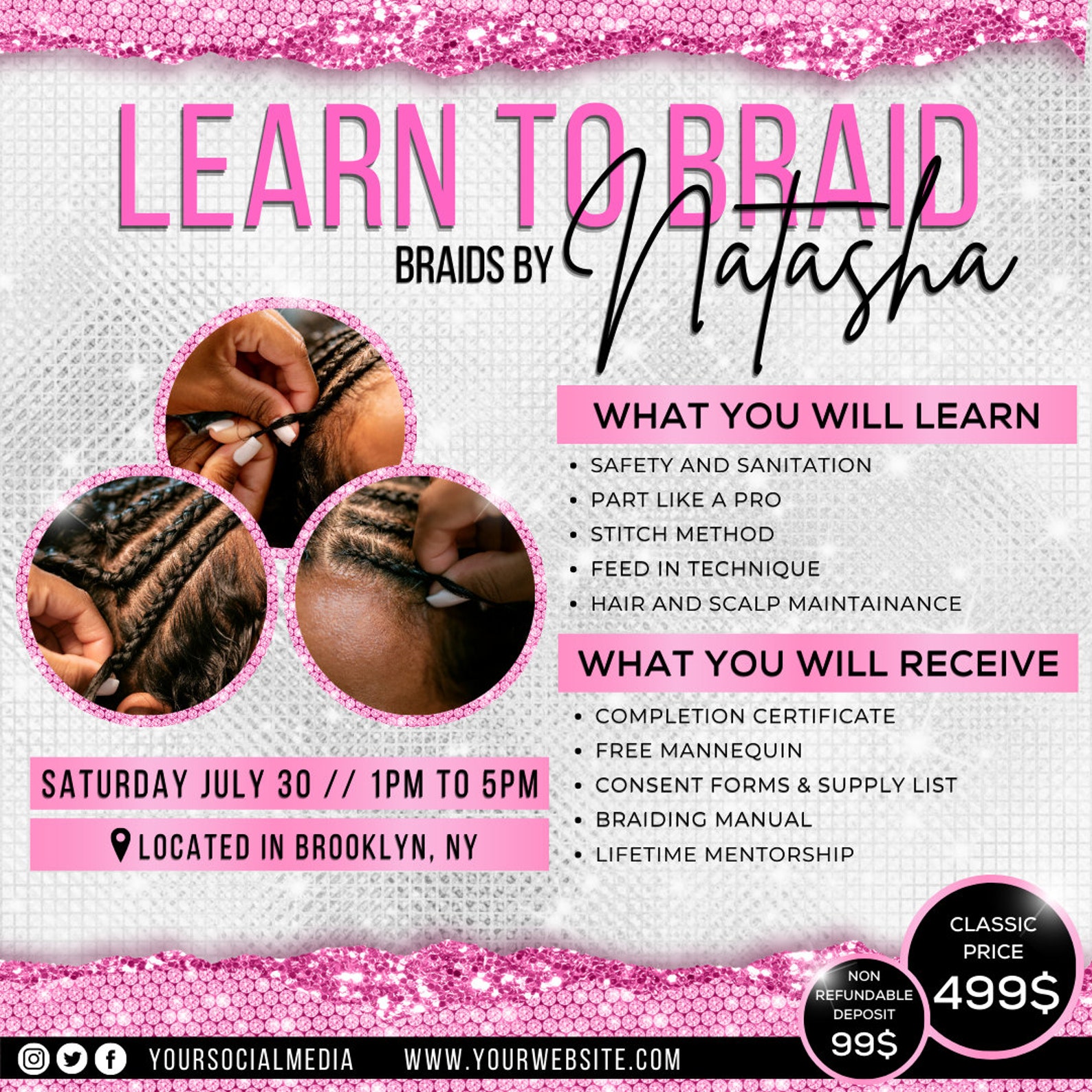 DIY Hair Braiding Class Flyer Hair Flyer Braids Flyer Etsy