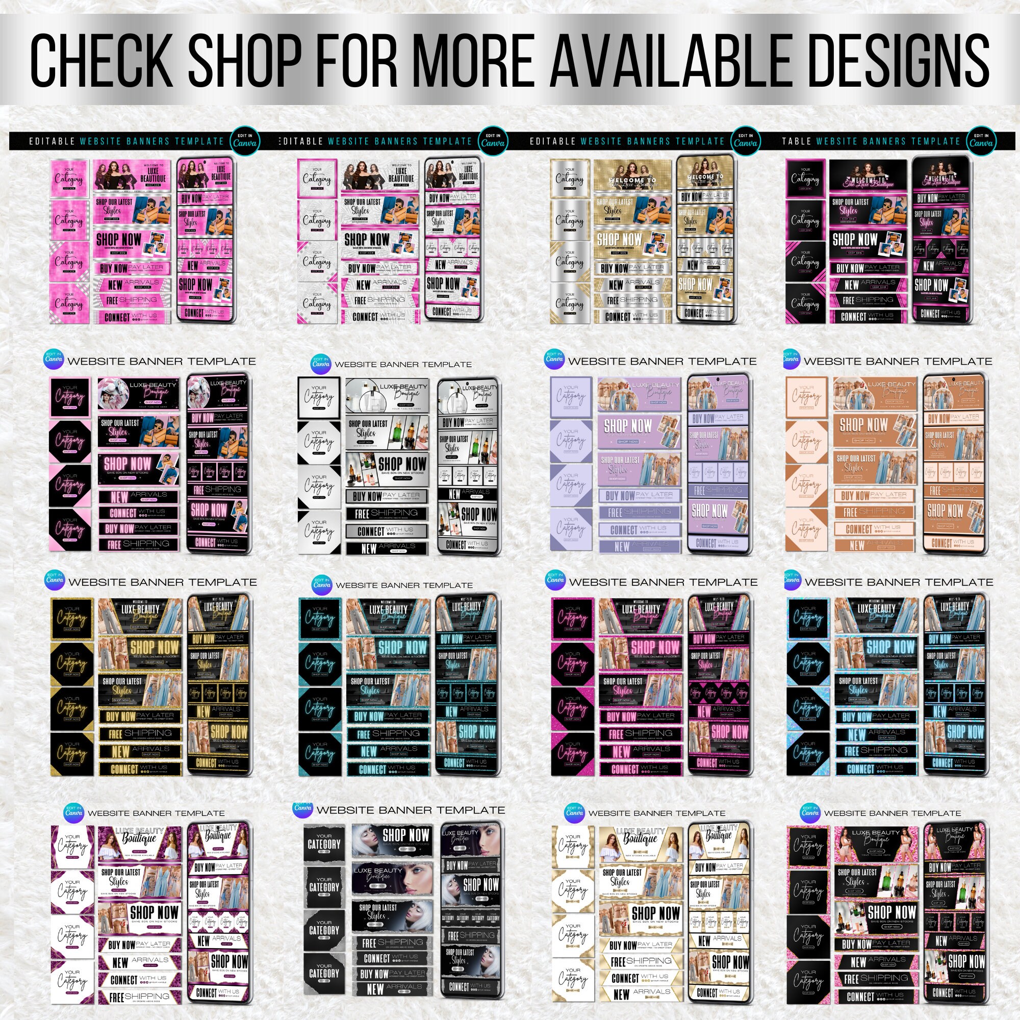 DIY Teal Website Banners Template Canva Editable Boutique Shopify Web ...