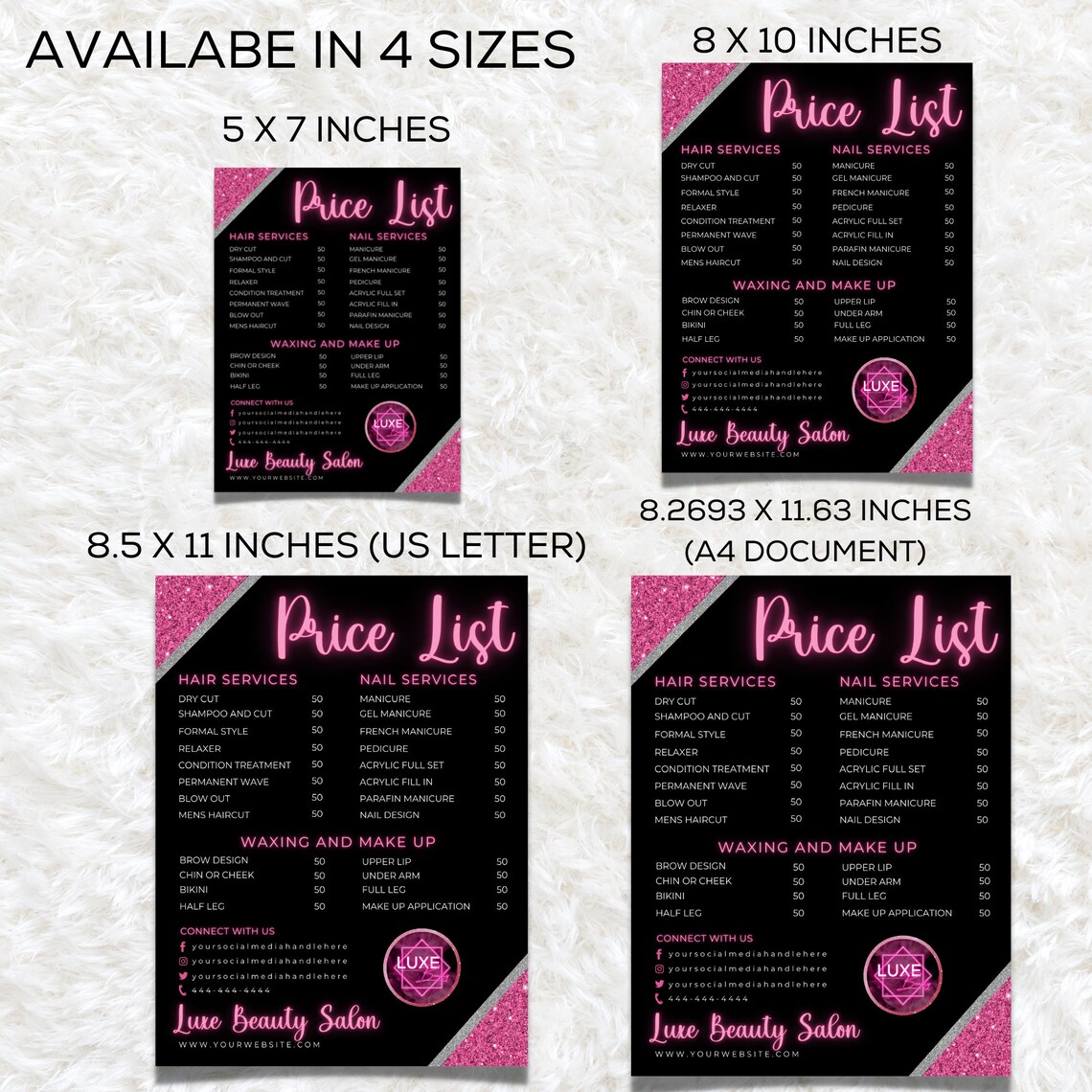 Editable Gold Price List Template Printable Price Guide - Etsy