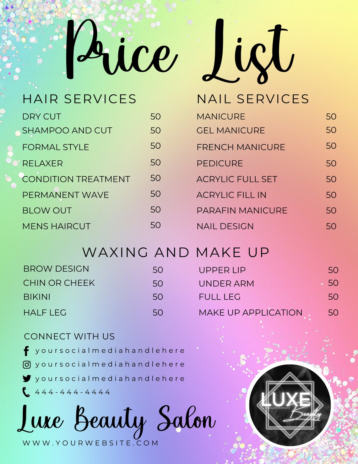 DIY Price List Template Silver Price List Printable Price - Etsy