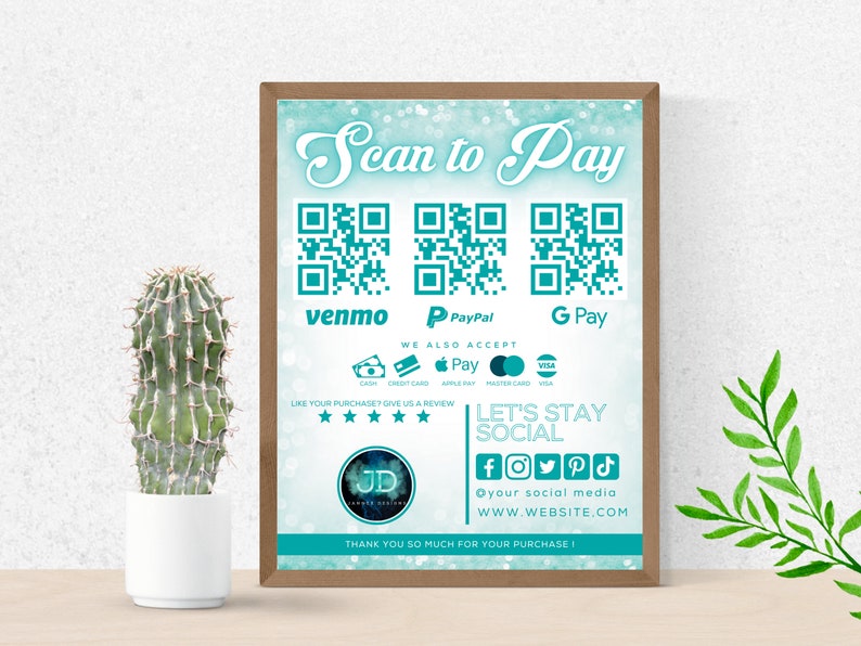 Printable Scan to Pay Template Editable Scan to Pay Sign - Etsy