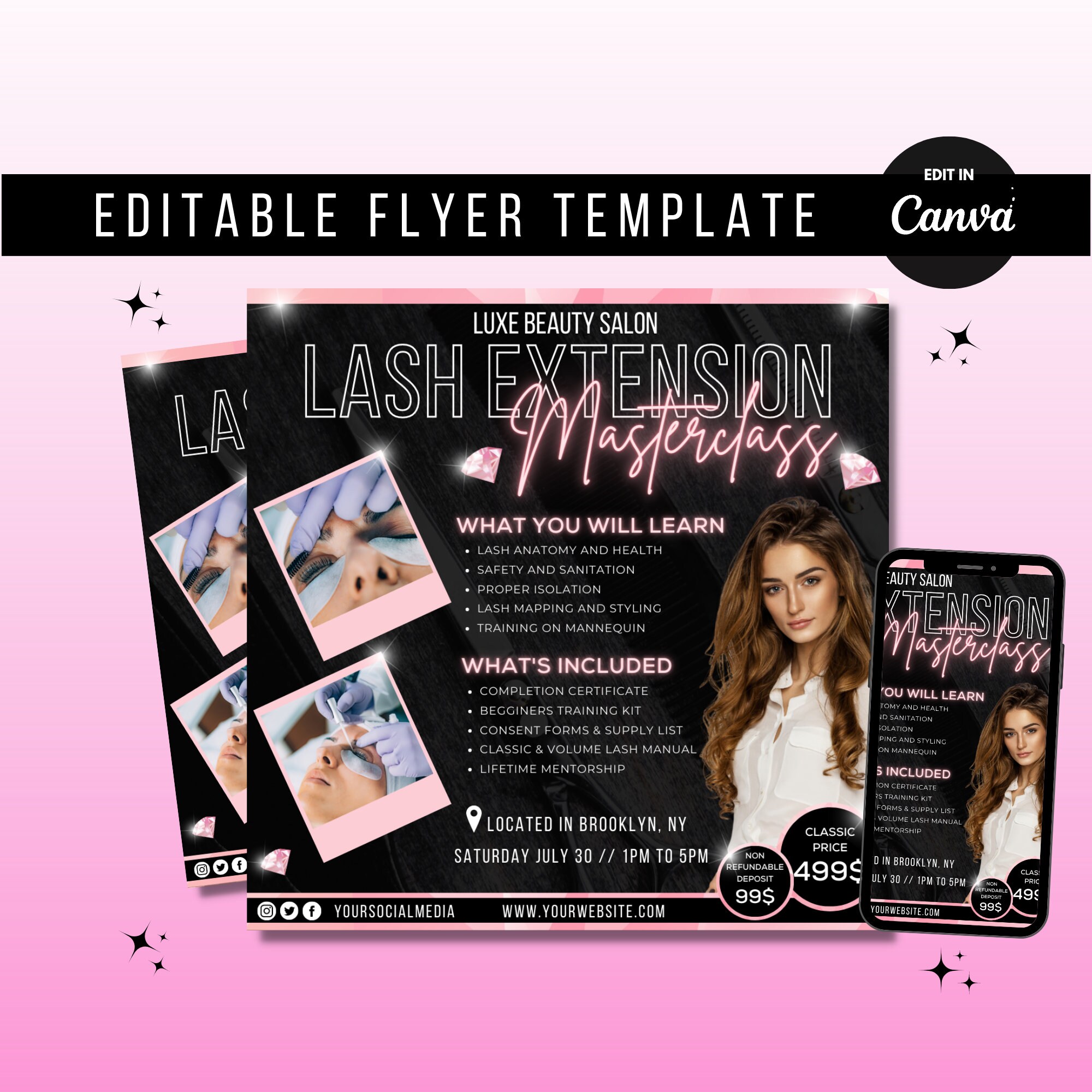 DIY Lash Class Flyer Template Eyelash Course Training Flyer - Etsy