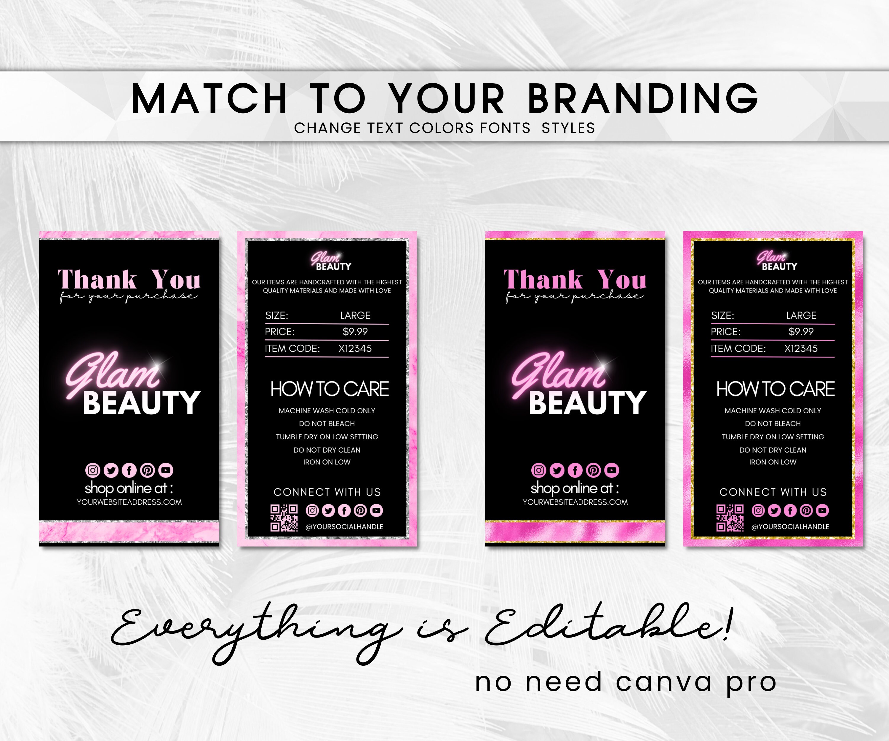 Printable Pink Clothing Hang Tag Template Fashion Boutique - Etsy