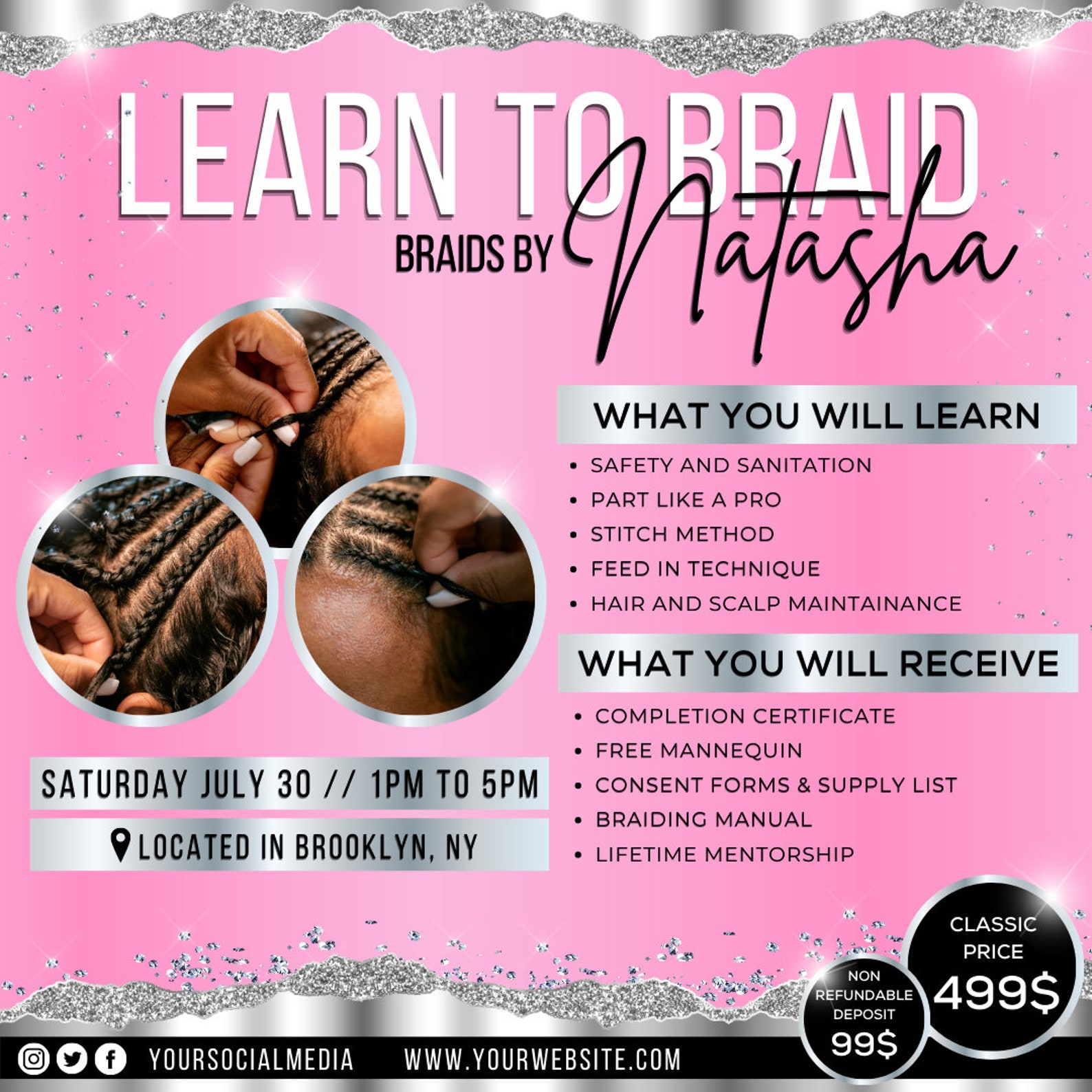 DIY Hair Braiding Class Flyer Hair Flyer Braids Flyer - Etsy