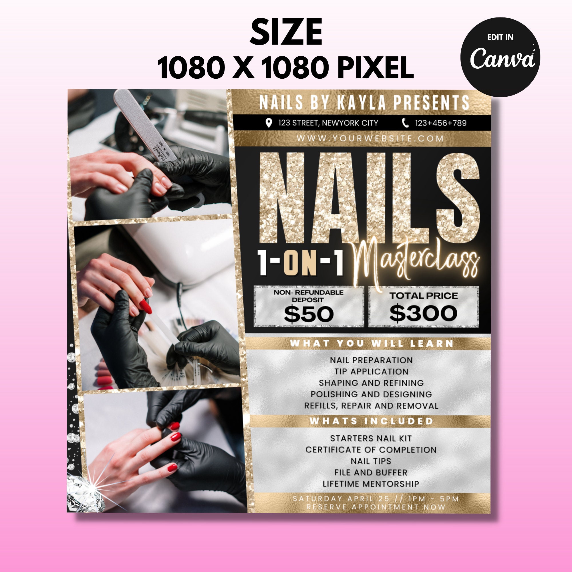 DIY Nail Class Flyer Nail Training Flyer Premade Esthetician - Etsy