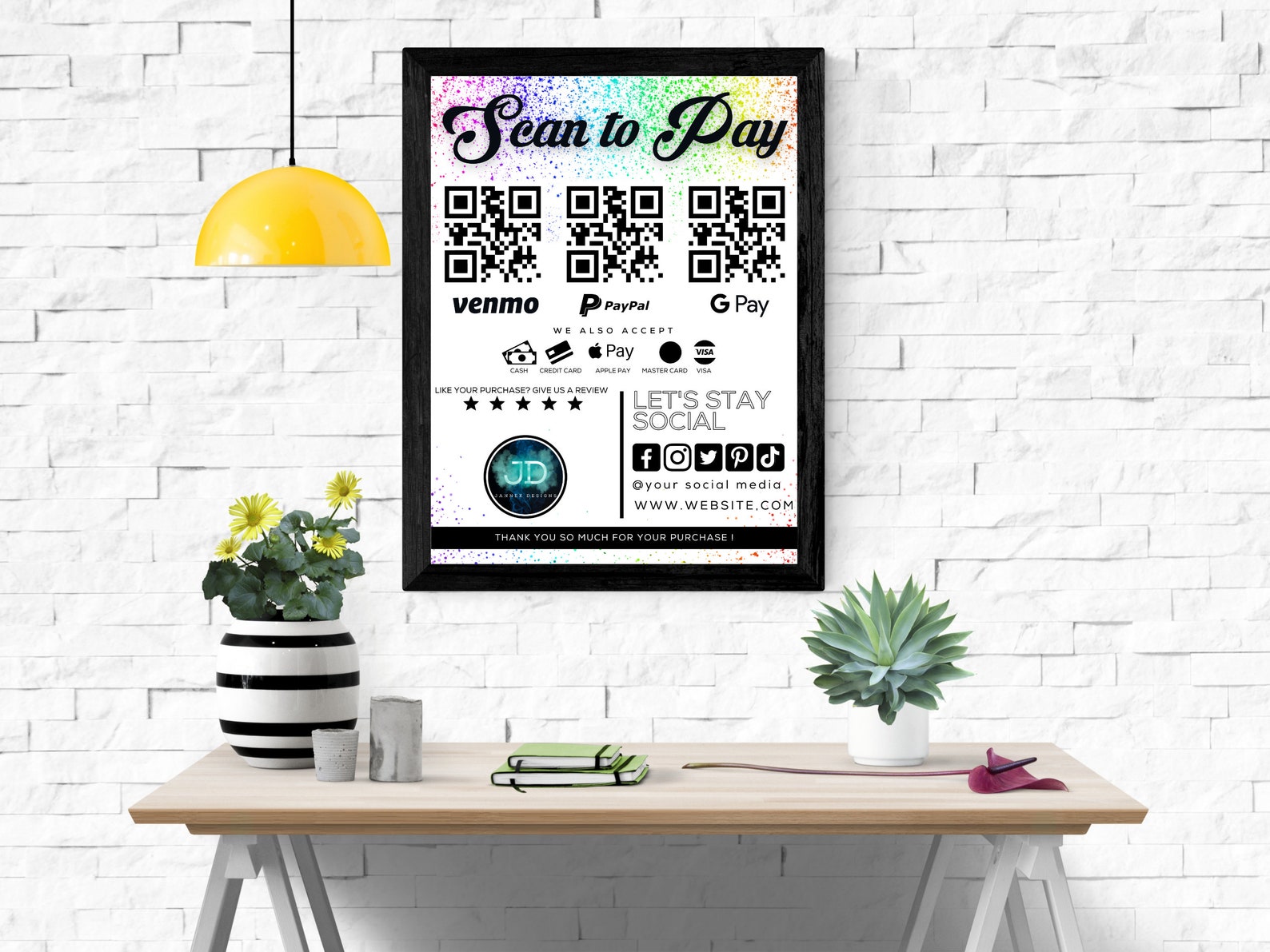 EDITABLE QR Code Sign Template Scan to Pay Sign Printable - Etsy