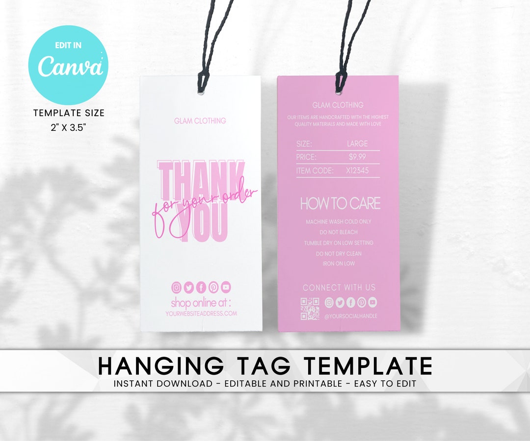 Printable Pink Clothing Hang Tag Template, Fashion Boutique Price Tag ...