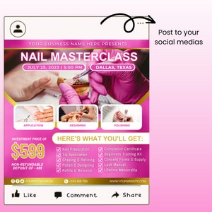 DIY Nail Class Flyer, Nail Training Flyer, Nail Tech Flyer, Nail Course ...