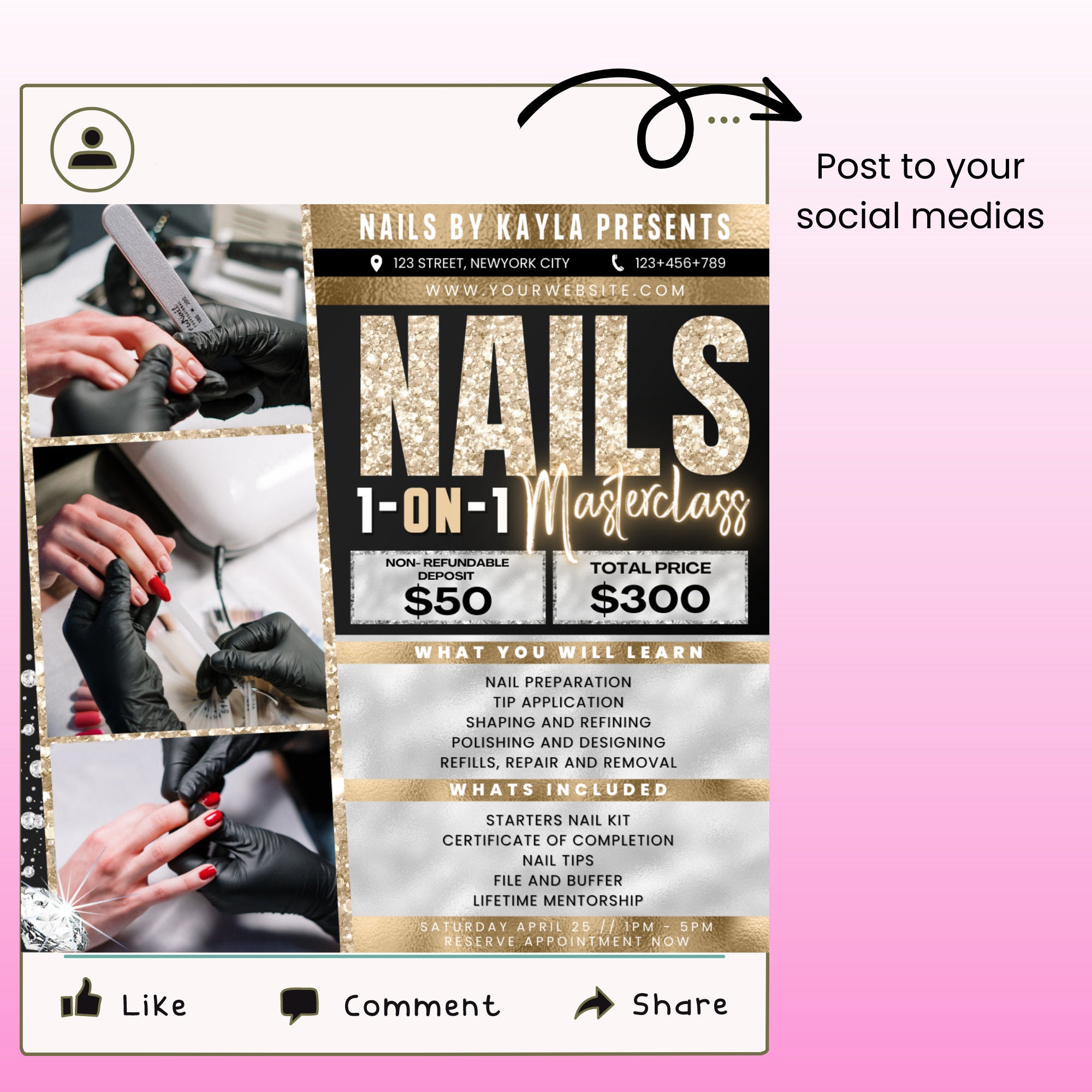 DIY Nail Class Flyer Nail Training Flyer Premade Esthetician - Etsy