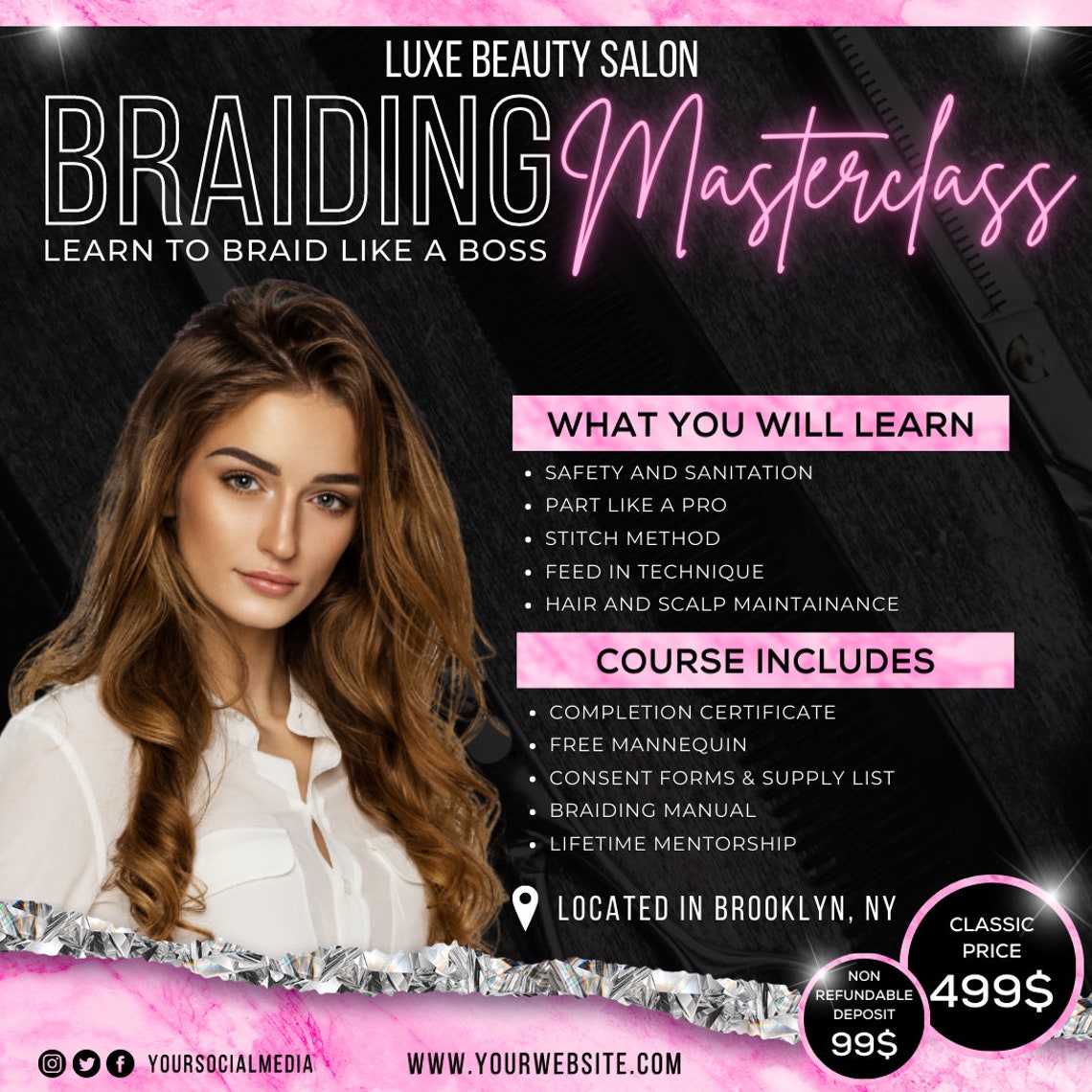 DIY Hair Braiding Class Flyer Hair Flyer Braids Flyer - Etsy