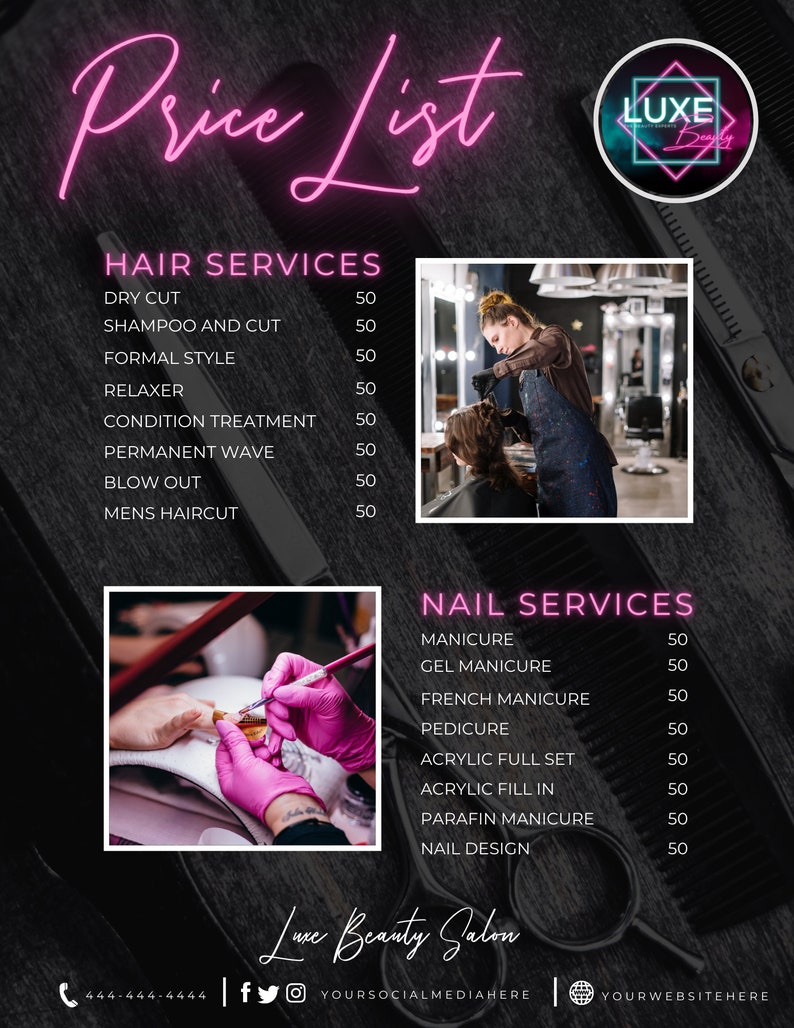 Editable Price List Template DIY Small Business Printable - Etsy