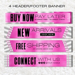 DIY Pink Silver Website Banners Template, Shopify Web Banner, Boutique ...