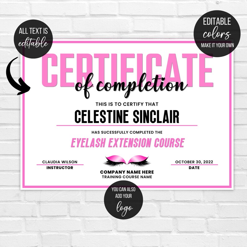 DIY Certificate of Completion Template Beauty Course - Etsy