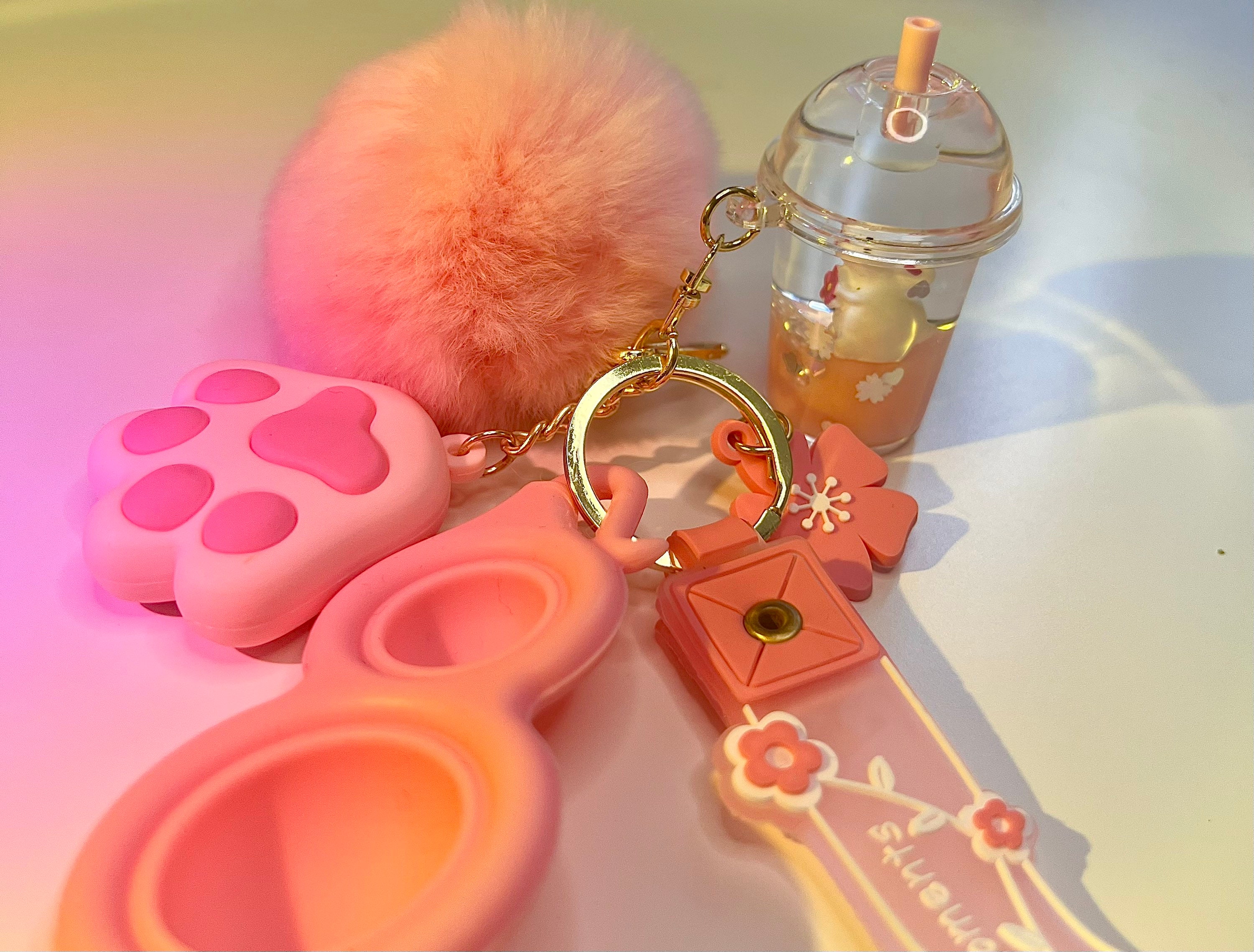 Blush Boba Bunny Comfort Keychain Fidget ADHD Anxiety - Etsy UK