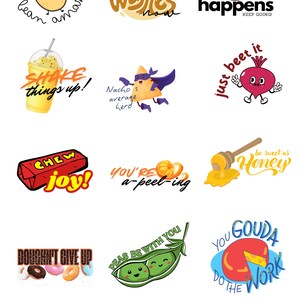 Witty Food Sticker Digital Download Funny Food Sticker Set Printable ...