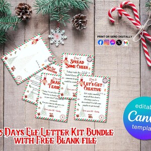 25 Days Elf Letter Kit Bundle Editable Christmas Elf Letters Printable ...
