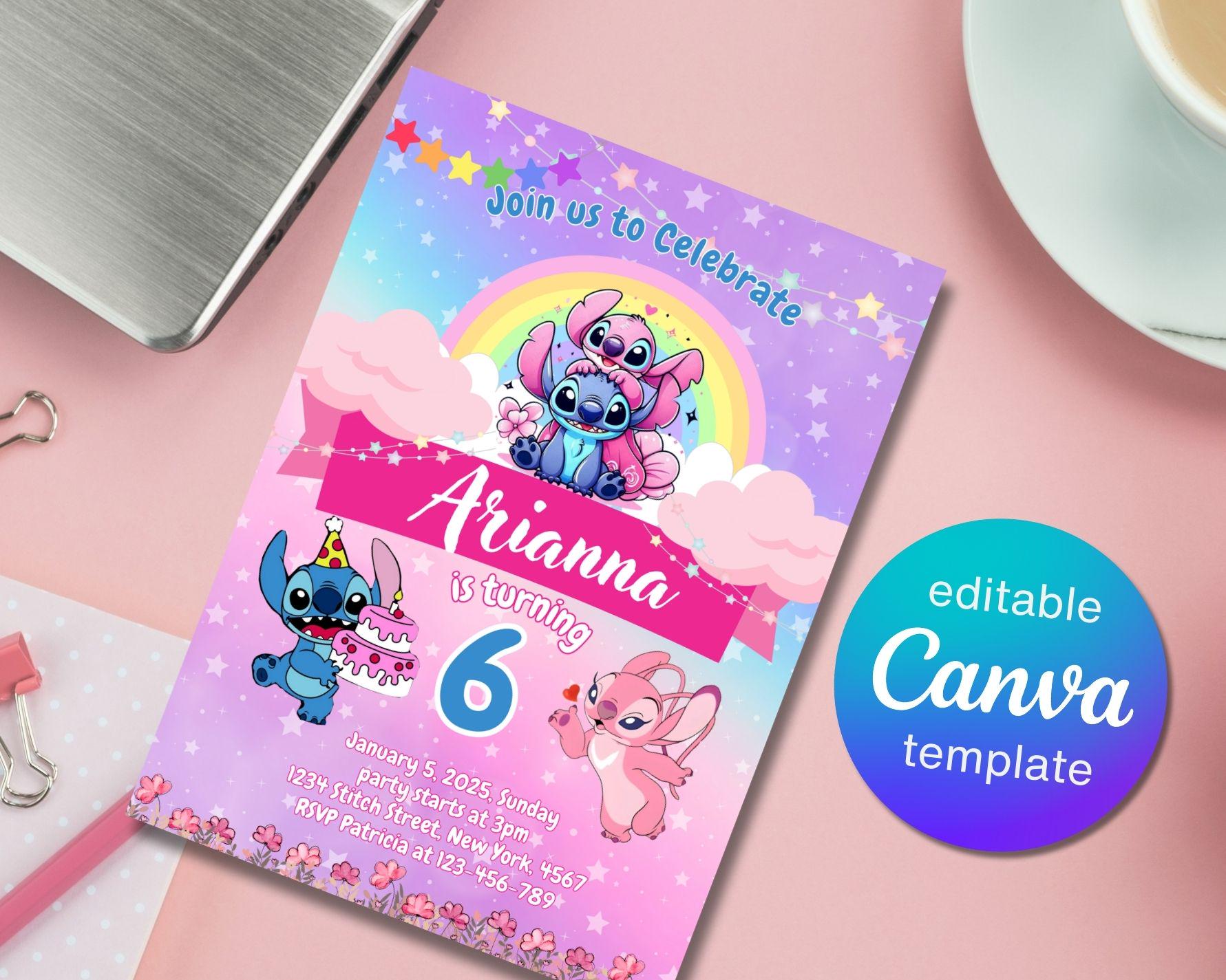 Stitch Birthday Invitation Template Editable Printable Kids Party ...