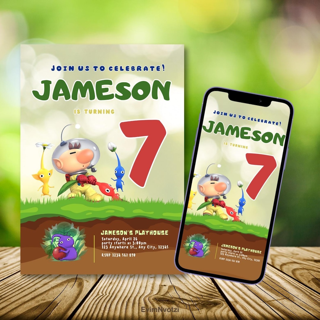 Pikmin-inspired Birthday Invitation | Editable Digital Template ...