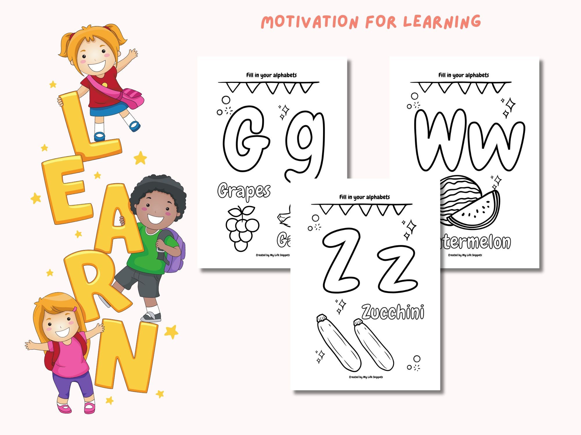 ABC Coloring Book for Kids Vegetable 27 Page Printable Coloring ...