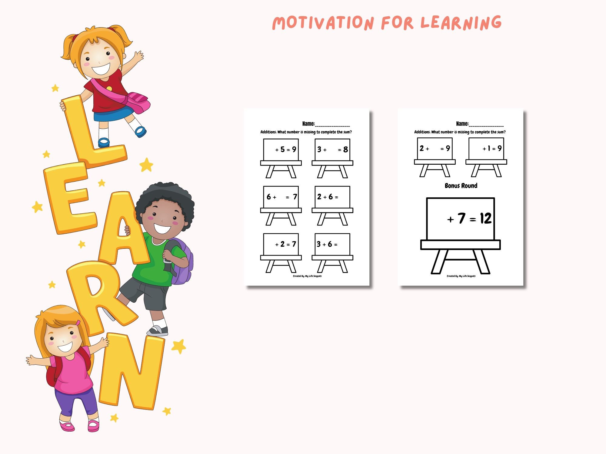 Math Puzzle Childrens Maths Worksheet Children Addition Test Learning ...