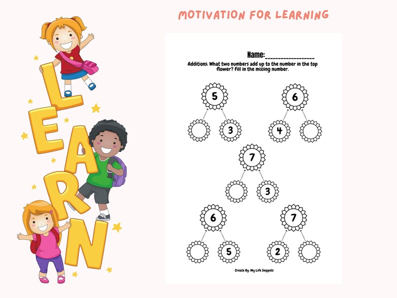 Maths Puzzle Childrens Maths Worksheet Children Addition Learning Paper ...