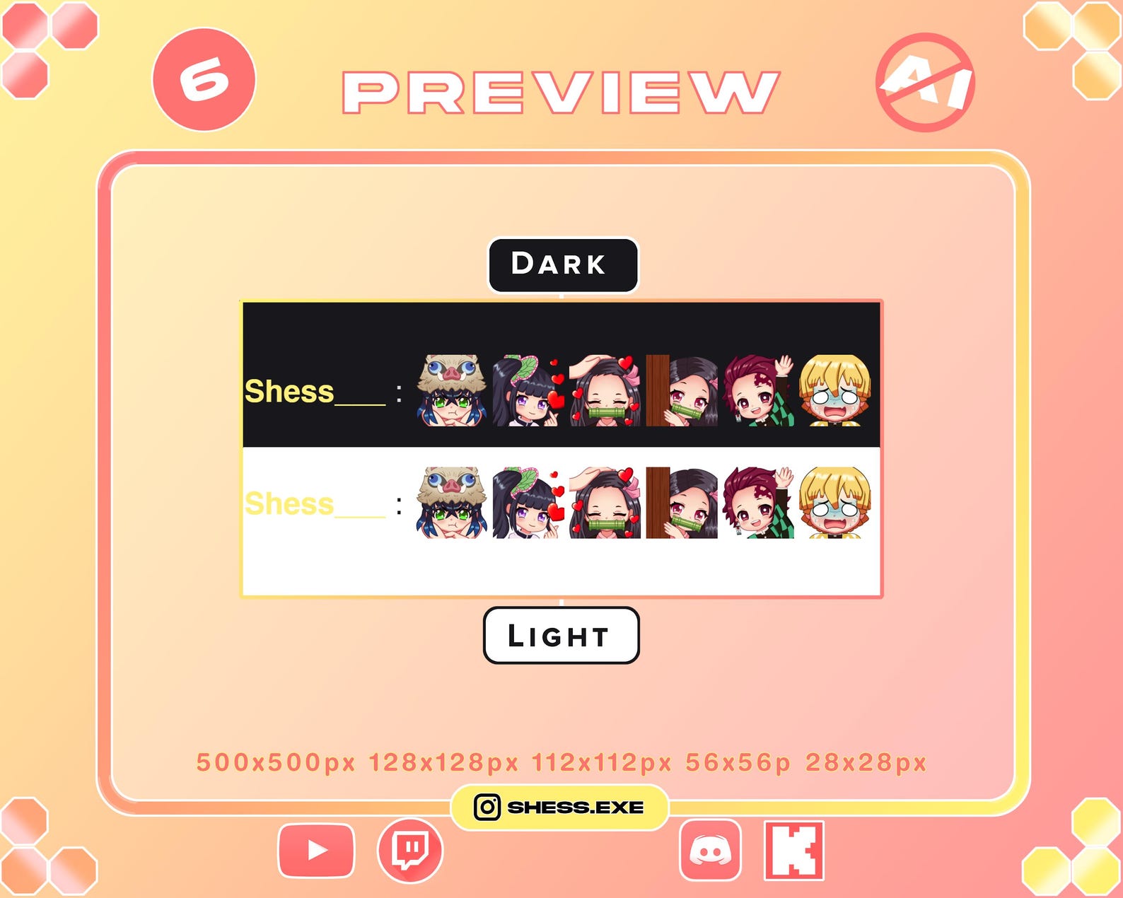 Pack 6 Emotes / Anime Emote/ Manga Emote / Twitch Emote / Discord Emote ...