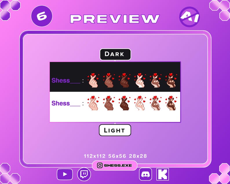 Pack 6 Emotes / Pack Korean Finger Heart Emote / Twitch Emote / Discord ...