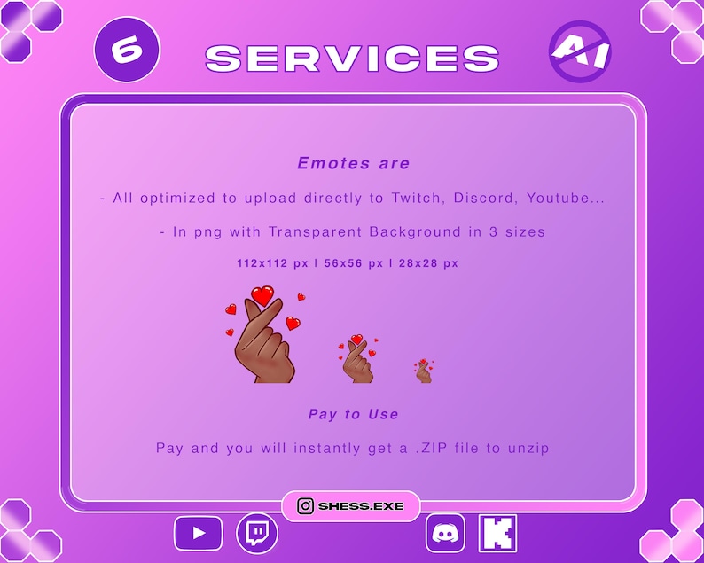 Pack 6 Emotes / Pack Korean Finger Heart Emote / Twitch Emote / Discord ...
