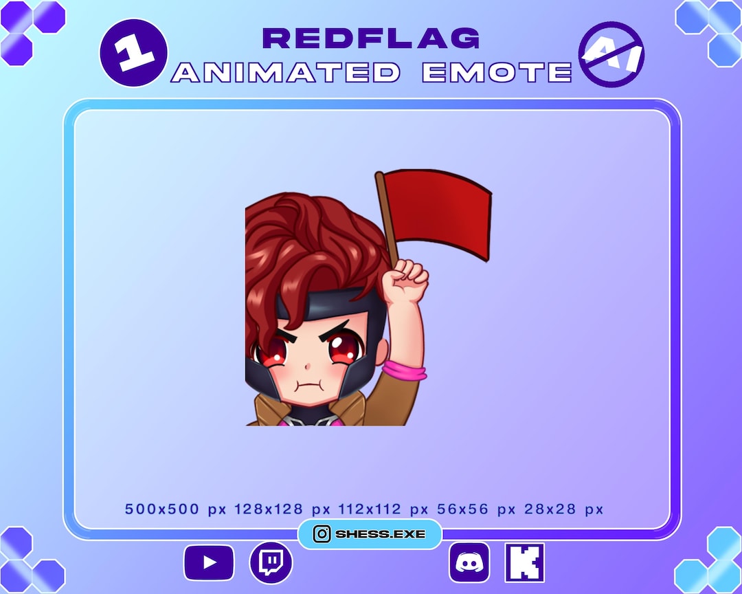 Gambit Emotes / Marvel Rivals / Red Flag Animated Emote for Twitch ...