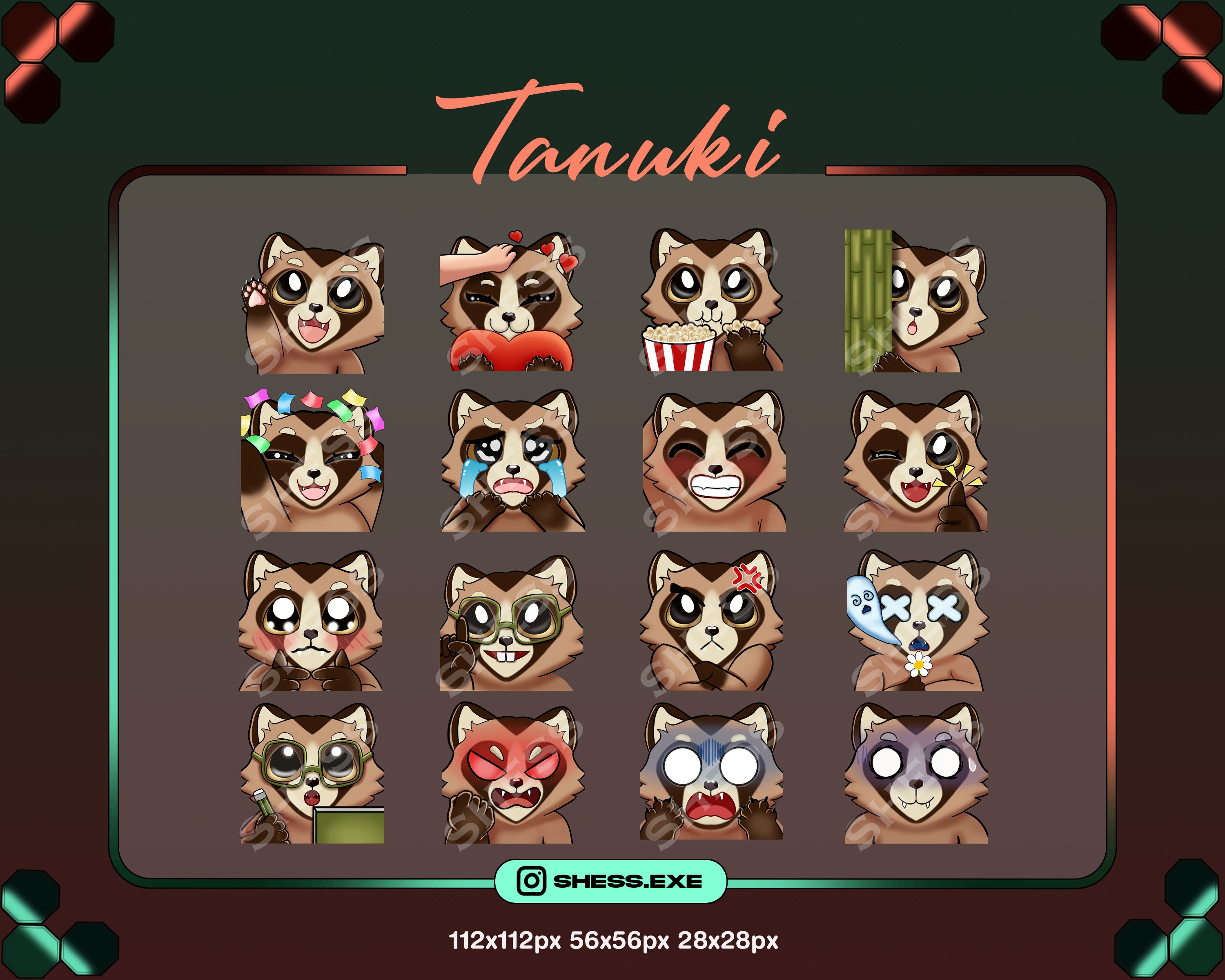 Pack 16 Emotes / Pack Tanuki Emote - Etsy