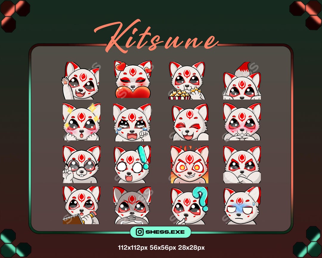 Pack 16 Emotes / Kitsune Emote / Twitch Emote / Discord Emote / Youtube ...