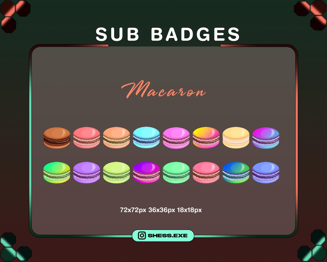 Pack 16 Sub Badges / Macaron Badges / Twitch Badge / Youtube Badge ...