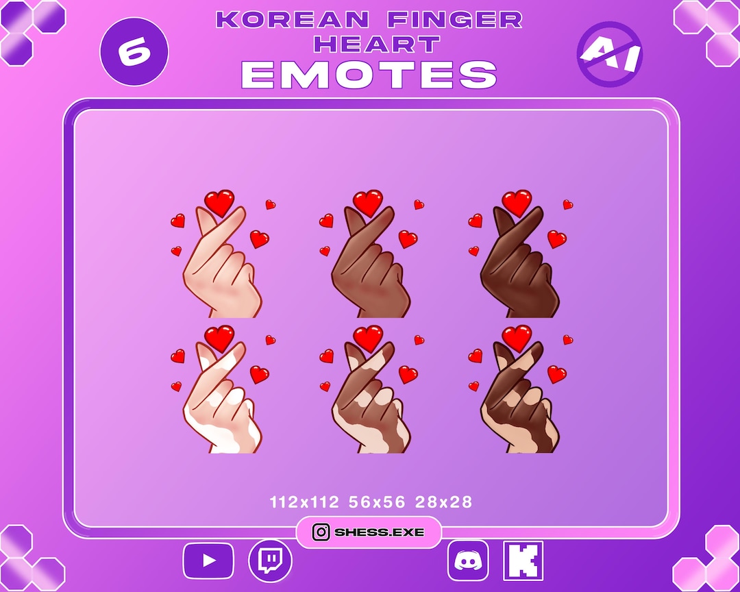 Pack 6 Emotes / Pack Korean Finger Heart Emote / Twitch Emote / Discord ...