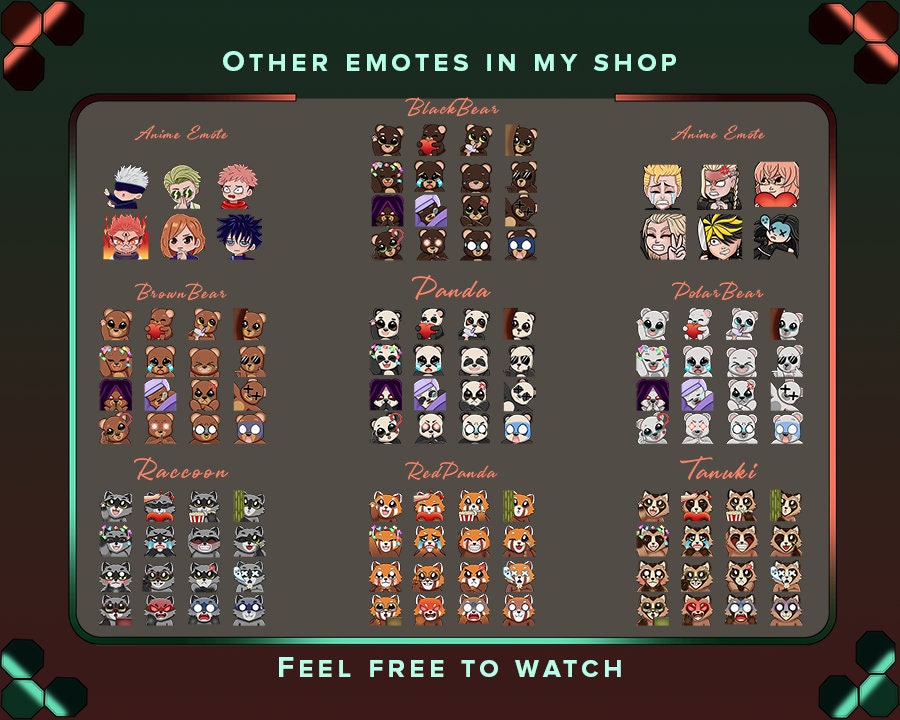 Pack 6 Emotes / Anime Emote/ Manga Emote - Etsy