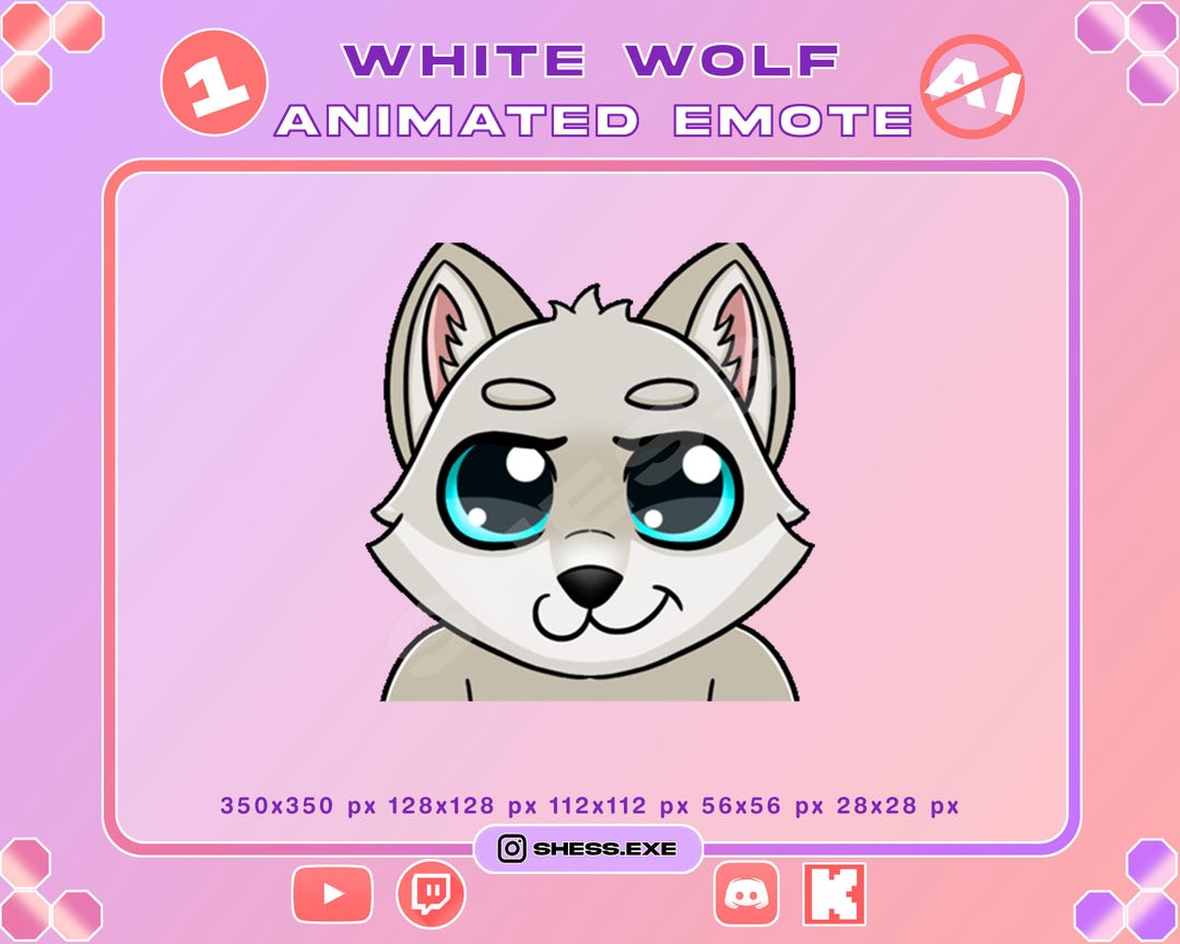 White Wolf Animated Emote for Twitch, Discord, Youtube, Kick... - Etsy