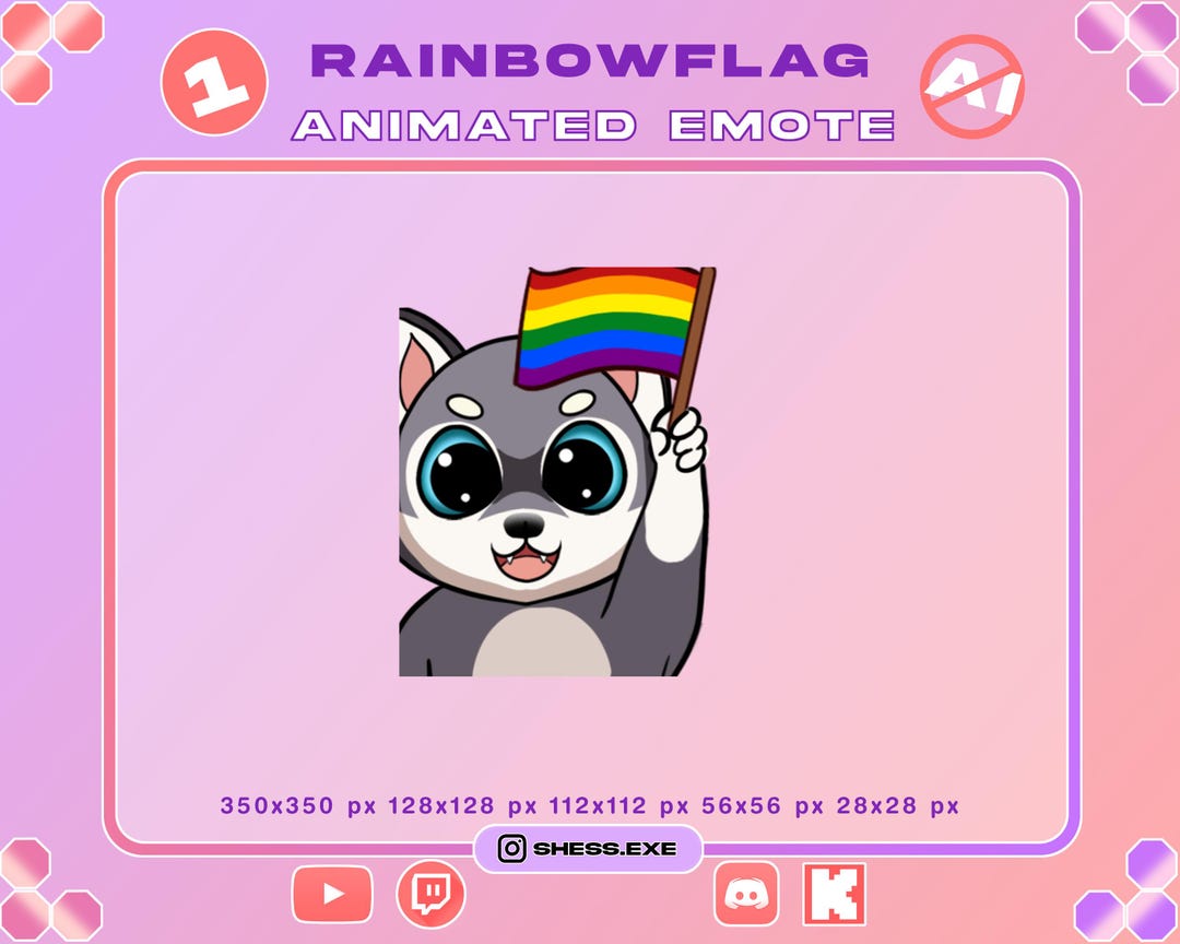 Husky Animated Emotes / Rainbow Flag / Pride / for Twitch, Discord ...